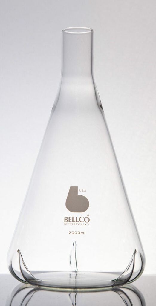 Shake Flask w/ 3 Extra Deep Side Baffles & DeLong Style Neck 2000mL ...
