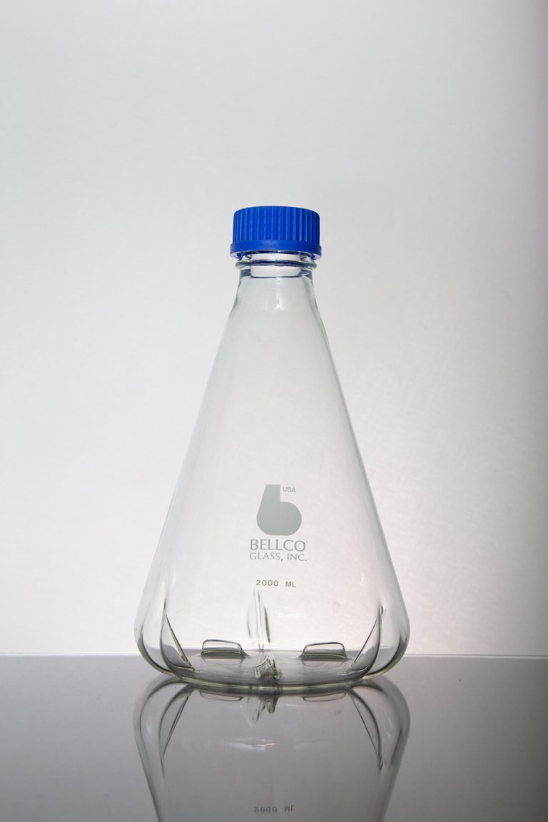 Shake Flask w/ 3 Side, 3 Bottom Baffles, Membrane Cap & Pouring Ring ...