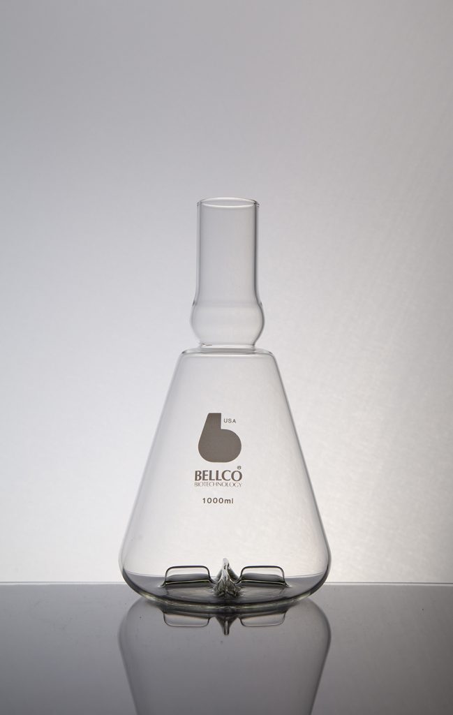 Shake Flask w/ 4 Bottom Baffles Constriction & DeLong Style Neck 1000mL ...