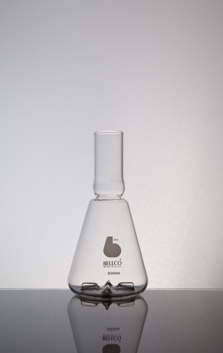 Shake Flask w/ 4 Bottom Baffles Constriction & DeLong Style Neck 500mL ...